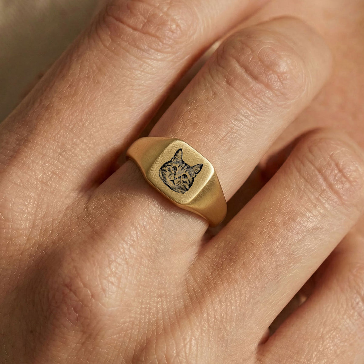 Custom Pet Square Signet Engraved Ring Custom Cat Dog Ring Pet Memorial ...